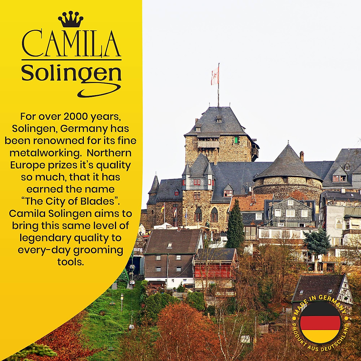 Camila Solingen CS19 8" Large Professional Sapphire Metal Nail File Pointed for Fingernail and Toenail Care. Double Sided Coarse Fine for Manicure / Pedicure. Made of Stainless Steel, Solingen Germany