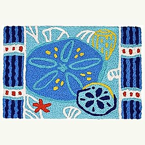 Teal Sand Dollars 20 x 30 Jellybean Accent Rug