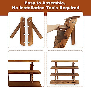 CYAOOI Wooden Cupcake Stand, 4 Tier Dessert Table Display Set Cake Pop Stand for 24 Cupcakes 16 Lollipop, Wood Rustic Display Stand Riser for Vendors Retail Figurine Craft Show Wedding Birthday Party