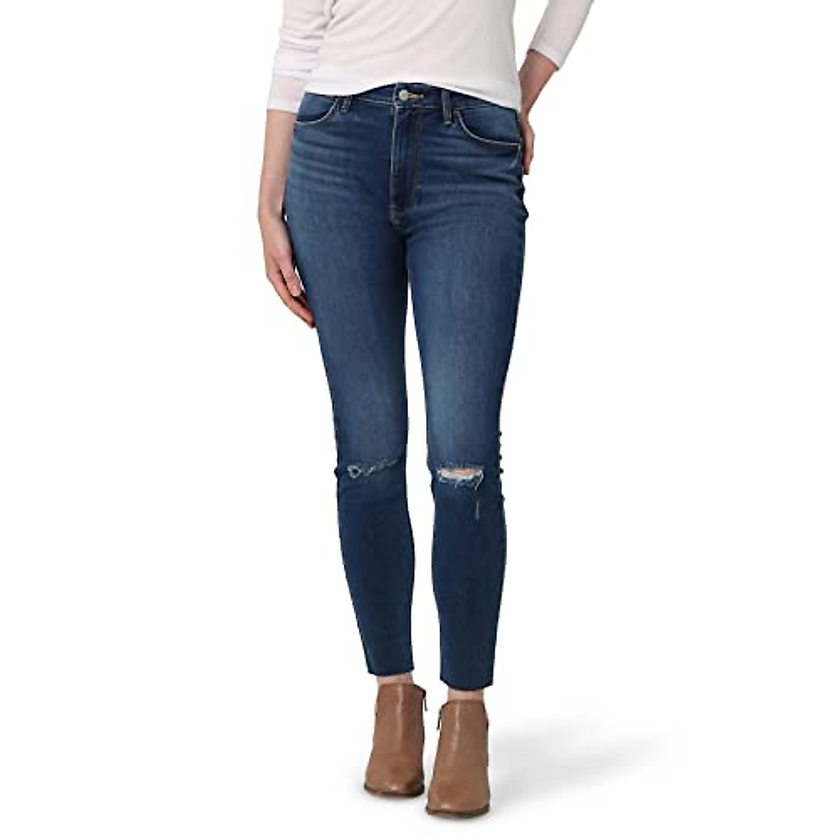 Wrangler Women's High Rise Unforgettable Skinny Jean, Medium Wash, 14