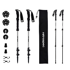 Retrospec Solstice Hiking Poles for Men & Women - Adjustable and Collapsible Lightweight Walking & Trekking Sticks - Aluminum w/Cork or Foam Grip