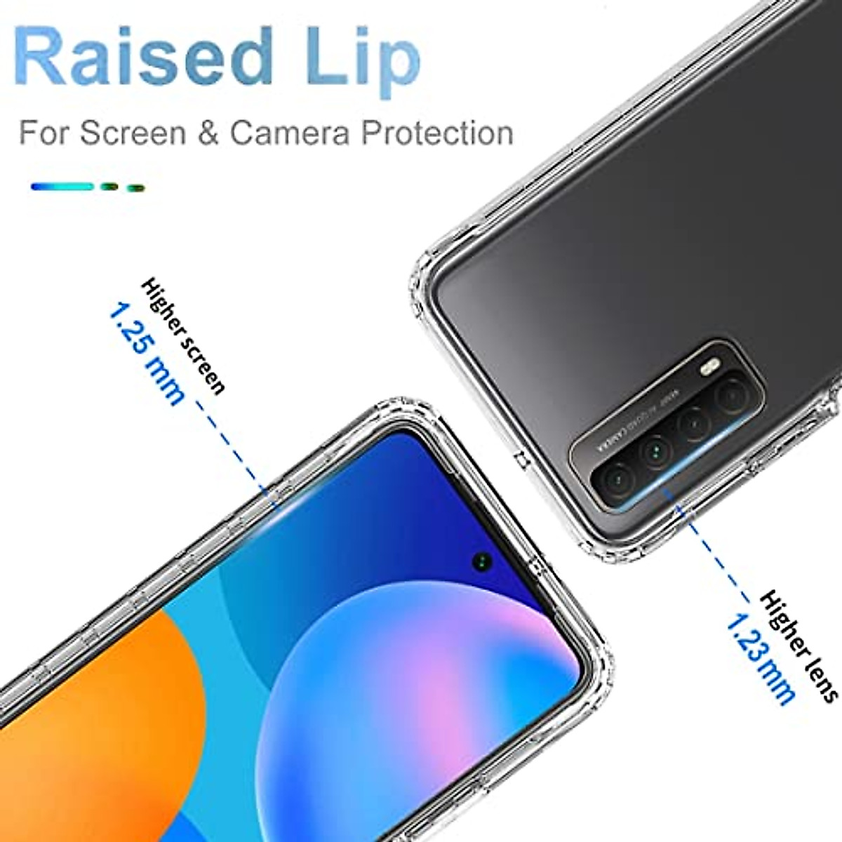 Gufuwo Case for P Smart 2021/Huawei Y7A/Enjoy 20 SE Case with Tempered Glass Screen Protector, Clear 360 Full Body Protection Hard Shell+Soft TPU Shockproof Cover Cases for Huawei P Smart 2021 (Clear)
