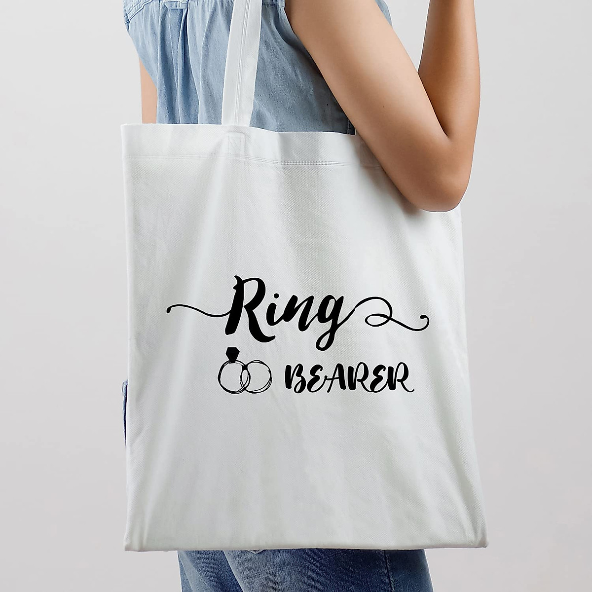 TBF Personalized Bride Tote Bag Wedding Bachelorette Bridal Shower Bridesmaids Bachelorette Cute Canvas Gift Bags (Ring Bearer (1 Pack))