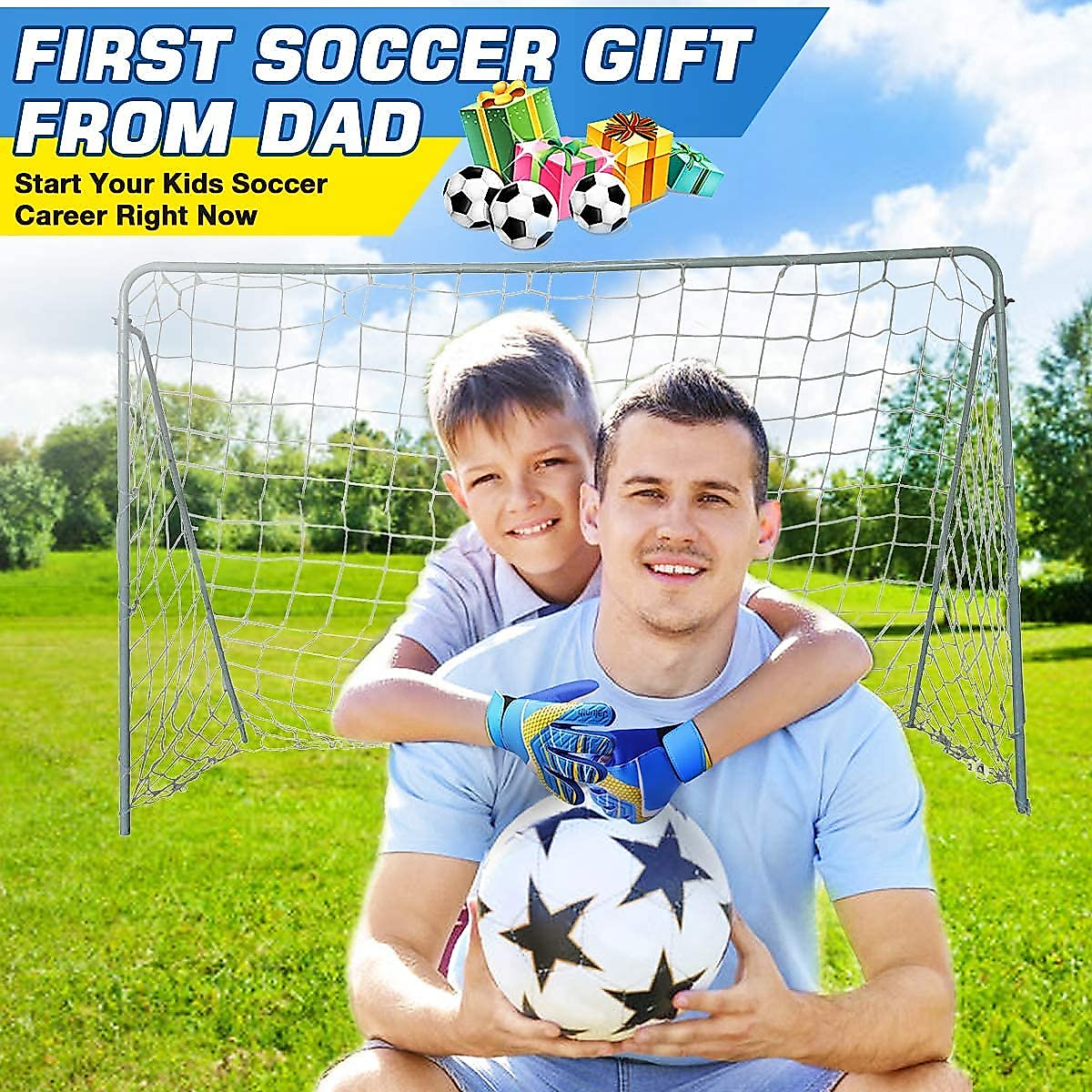 Jalunth Goalkeeper Goalie Soccer Gloves Kids Youth Goal Keeper Field Player Glove Boys Girls Ages 4-6 Years Old Anti-Slip Latex Palm Soft Pu Hand Back Green Size 5