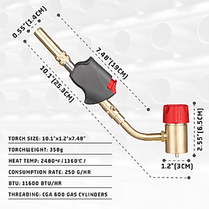 DOMINOX Propane Torch Head, 360 Degrees Portable Trigger Start Turbo Torch Tips Propane, Map, Mapp Gas Torch for Brazing, Soldering, Welding, Ignition, Cooking