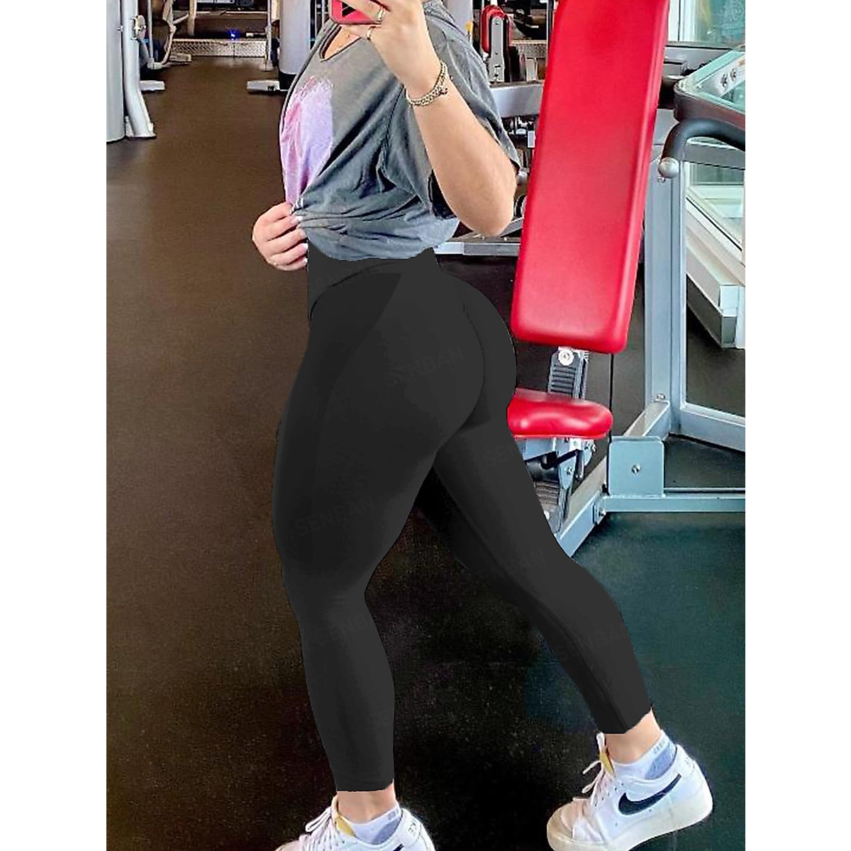 SENBAN Women's Seamless Scrunch Leggings Gym Workout Yoga Pants for Women Butt Lift Tights Black XL