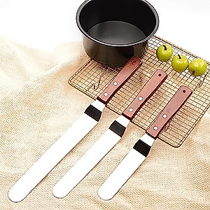 Offset Icing Spatula, Cake Angled Spatula Set with 6, 8, 10 Inch Blades, Cake Decorating Frosting Spatulas with Stainless Steel Handle (6,8,10 J79)