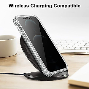 SURITCH Clear Case for iPhone 12 Pro Max (Only) 6.7-inch, [Privacy Screen Protector] Full Body Protective Shockproof Bumper Rugged Phone Cover for iPhone 12 Pro Max -(Clear)