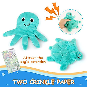 AWOOF No Stuffing Dog Toys, Crinkle Dog Toys Squeaky Dog Toys Cute Animal Dog Plush Toys for Small Medium Large Dogs Puppy Teething Chew Toys Dog Toys Bulk 5 Pack