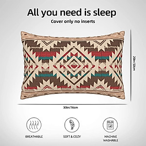 Southwest Geometric Aztec Pillow Case Queen Size - Soft Pillowcase 20x30 Inch Durable Easy Care Decorative Bed Pillow Protectors Covers for Skin and Hair