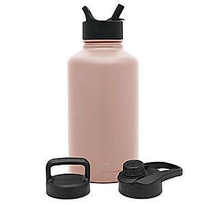 Simple Modern Water Bottle with Straw, Handle, and Chug Lid Vacuum Insulated Stainless Steel Metal Thermos Bottles | Half Gallon Leak Proof BPA-Free Sports Flask | Summit Collection | 64oz, Rose Gold