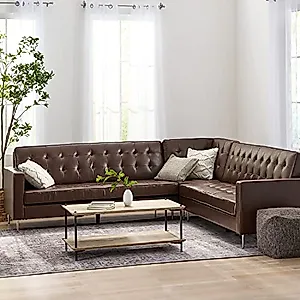 Christopher Knight Home Gebo Sofas, Dark Brown + Chrome