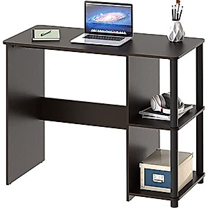 SHW Cyrus Home Office Desk with Shelves, Espresso