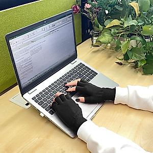 Evridwear Merino Wool Fingerless String Knit Liner Touchscreen Glove s(Black)