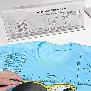 MoccoRayla Tshirt Ruler Guide for Vinyl, TShirt Rulers to Center Designs, Acrylic TShirt Alignment Ruler Guide Tool for T-Shirt Graphic Sublimation and Vinyl HTV Heat Press Transfer, 18×5 Inch