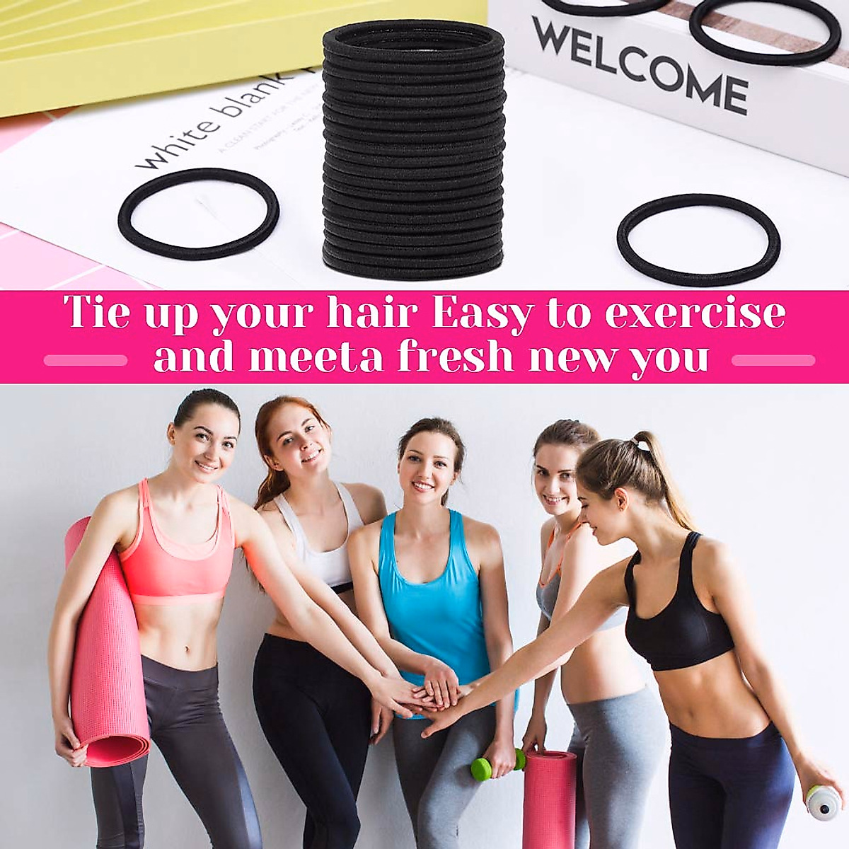 Anezus 250 Pcs Black Elastics Small Hair Ties Elastics Small Hair Rubber Bands Accessories Ponytail Holders for Women Girls Baby Toddlers Men with Thick Straight Curly Hair, 3 mm