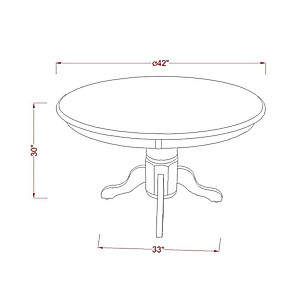 East West Furniture SHAV5-BLK-LC 5 Piece Modern Dining Table Set Includes a Round Kitchen Table with Pedestal and 4 Faux Leather Dining Room Chairs, 42x42 Inch, Black