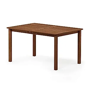 Furinno Patio Furniture Hardwood Outdoor Dining Table, Natural