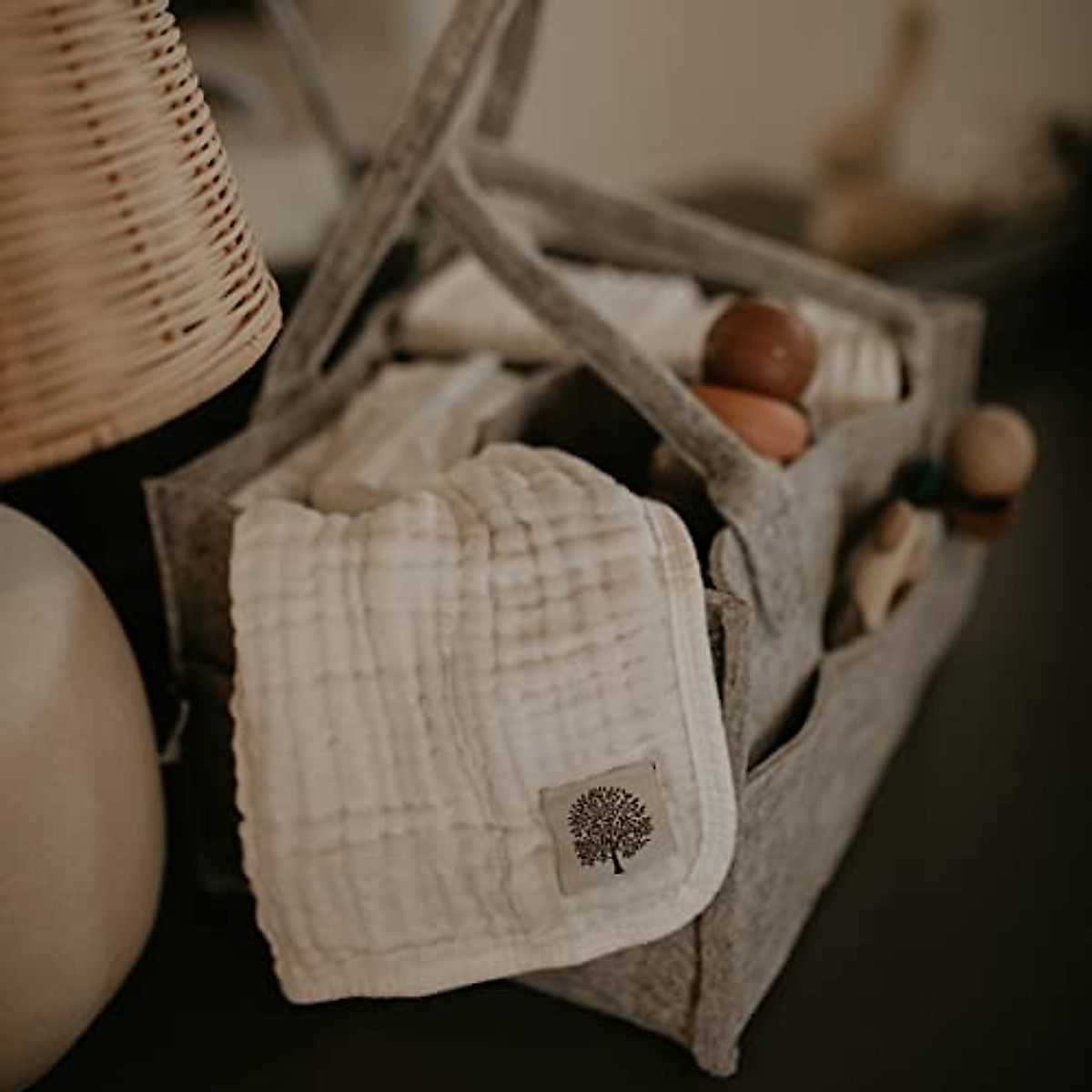 Parker Baby Muslin Cotton Burp Cloths - 5 Pack Large Cotton Burping Clothes for Boys, Girls, Unisex (White)