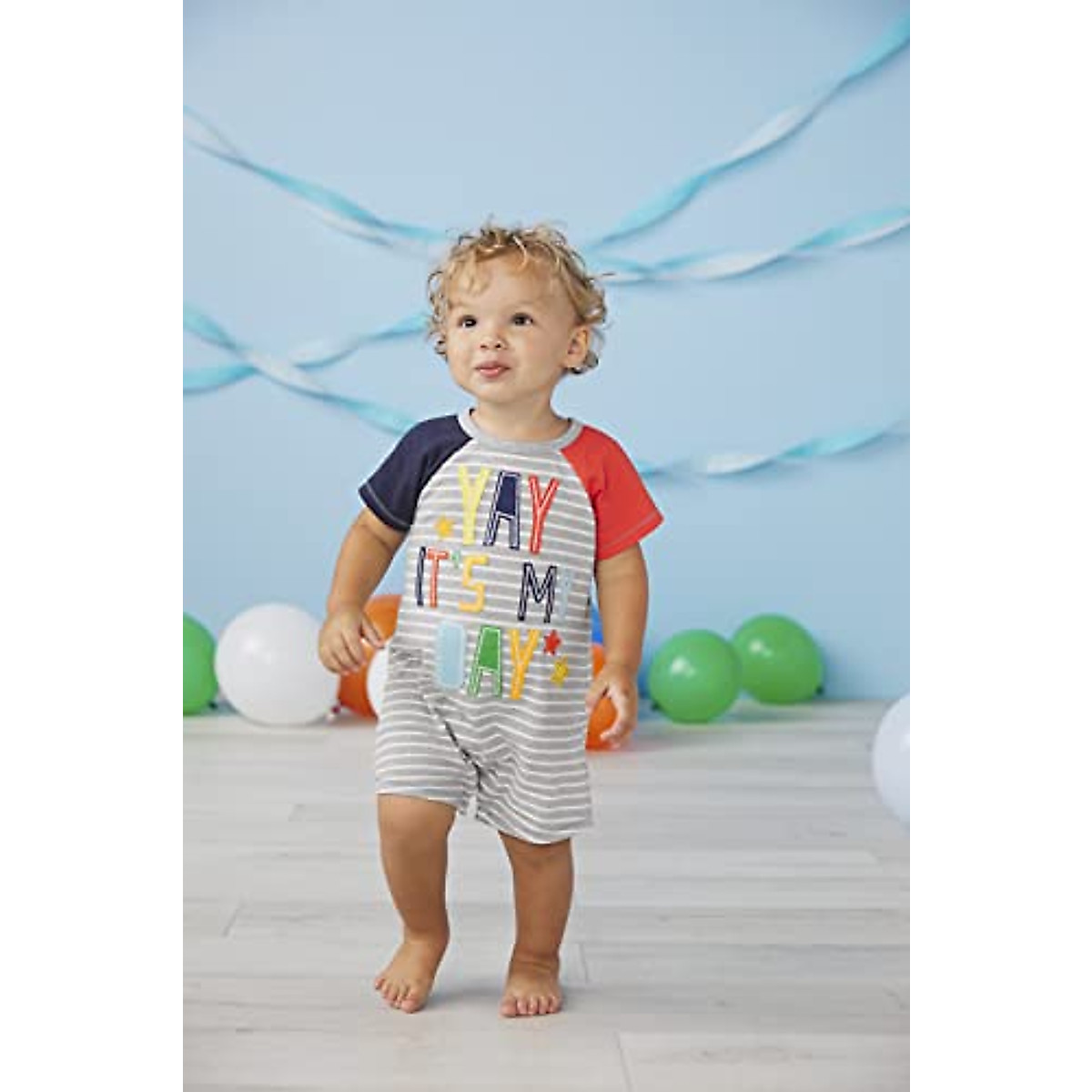 Mud Pie baby boys Mud Pie First Birthday It's My Day Shortall, 12-18 Months Shorts Set, Multi, Months US