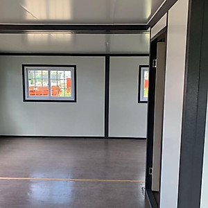 Spacious Expandable Portable Prefab House -Mobile Living Solution with Kitchen & Bathroom, Suitable for Homes, Hotels, Offices, Garages & Workshops (13×20) Colour White.Black