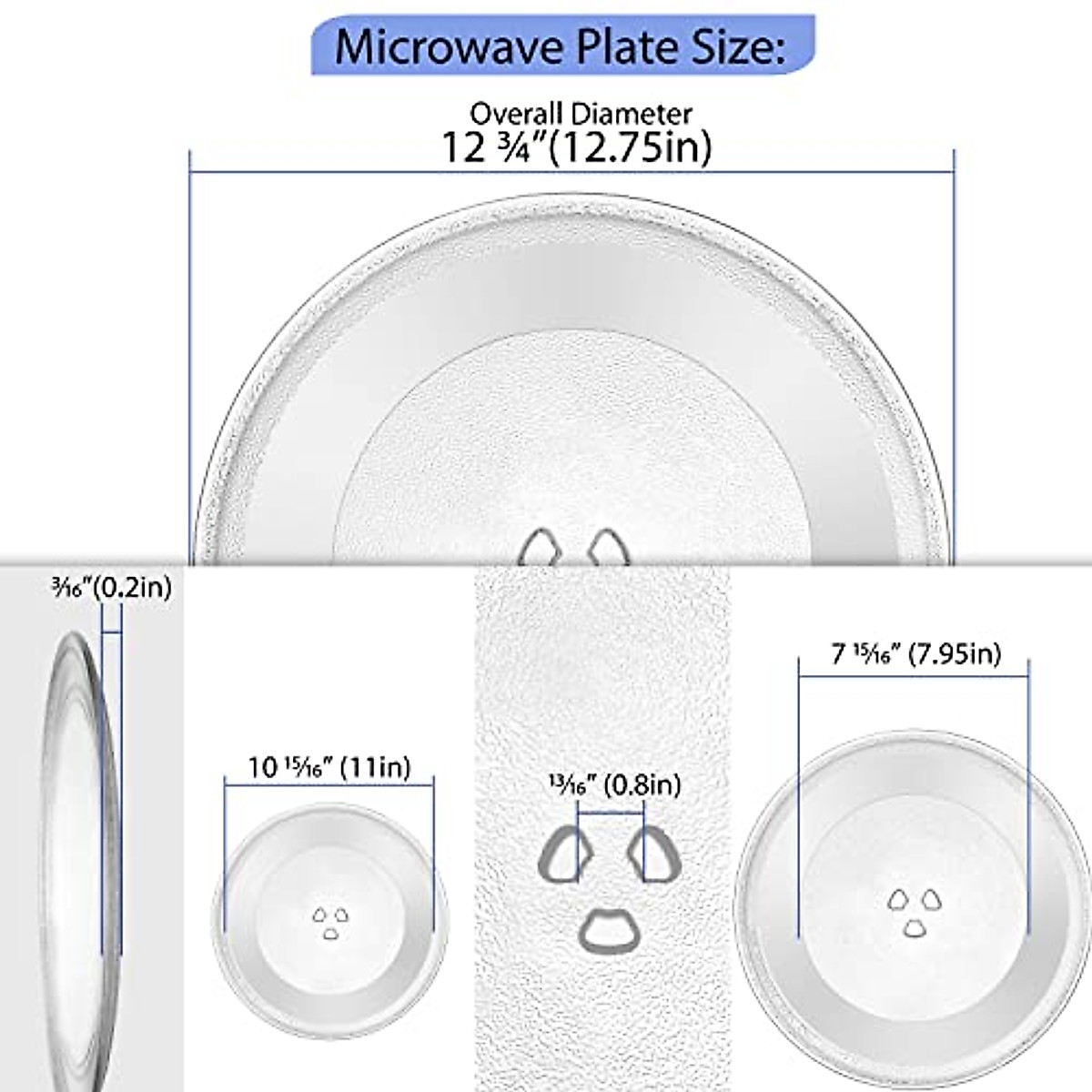 Microwave Plate Replacement for GE WB49X10129 Microwave Glass Turntable 12 3/4 Inch