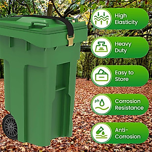 AVIZCVE Trash Can Locks for Animals, Bear Proof Trash Can Lock, Garbage Can Lid Lock for Raccoons, Strong Outdoor Trash Bin Bungee Cord Strap, Adjustable Garbage Can Security Strap-Black