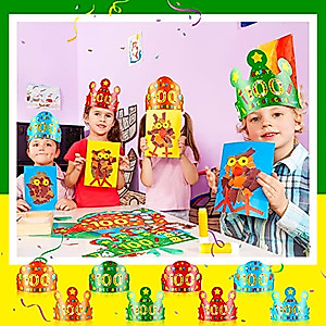 72 Pcs 100th Day of School Crowns with 6 Sheets Acrylic Rhinestone Stickers DIY 100 Days Paper Party Hat Happy Adhesive Rhinestones Paper Crowns for Kid 100 Days of School Celebration Party Favors