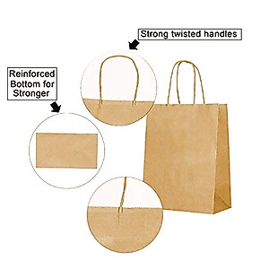 Paper Bags with Handles Bulk 8 X 4.5 X 10.5 [50 Bags]. Ideal for Shopping, Packaging, Retail, Party, Craft, Gifts, Wedding, Recycled, Business, Goody and Kraft Merchandise Bag