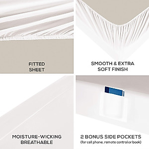 Mueller Luxury 6 PC Full Size Bed Sheets, Super Soft 1800, Deep Pocket up to 16" Full Size Sheets, Transfers Heat, Breathes Better, Hypoallergenic, Wrinkle-Resistant, Oeko-TEX, White