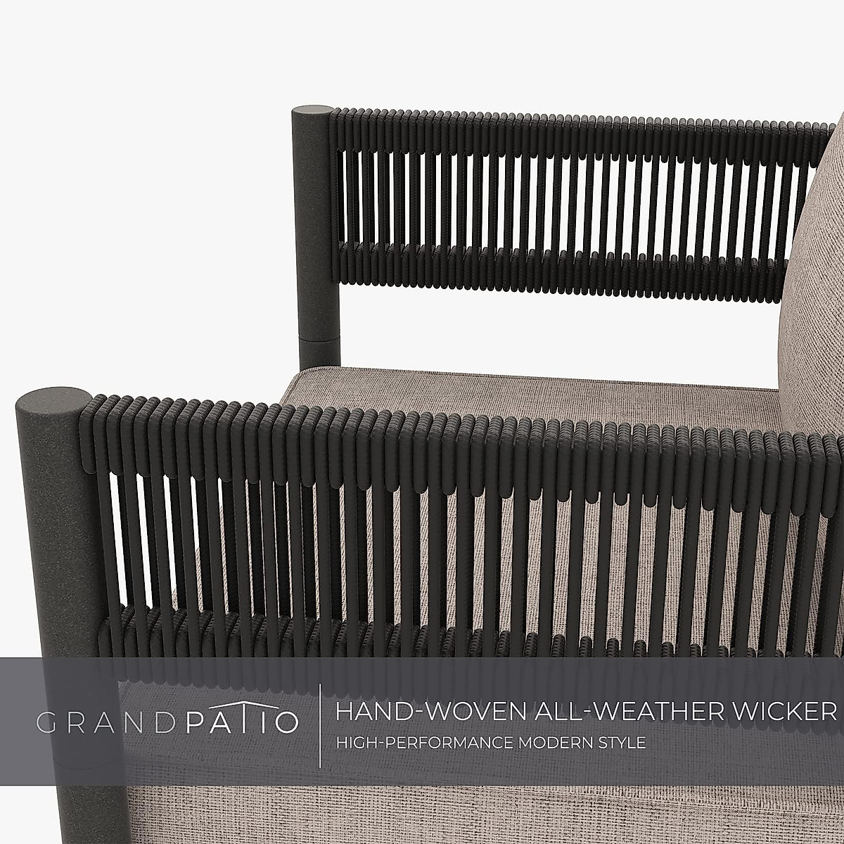 Grand patio 5-Piece Outdoor Furniture Set with Thick Cushions and Coffee Table, Wicker Sofa Conversation Set for Backyard, Beige