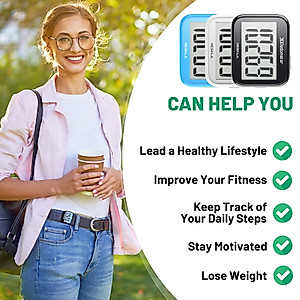 NESKLA 3D Pedometer for Walking, Simple Step Counter with Large Digital Display, Step Tracker with Removable Clip Lanyard, Accurately Track Steps for Men Women Kids Adults Seniors