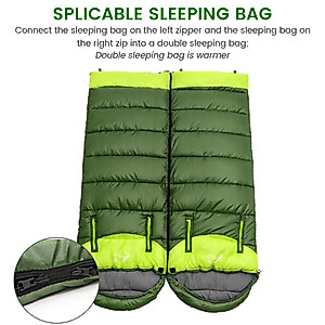 Sleeping Bag Wearable Lightweight Waterproof Sleeping Bags with Zippered Holes for Arms and Feet, Sleeping Bag for Adults, Women, Man, Kids, Camping, Hiking, Backpacking, Traveling - 2.98lbs,Green