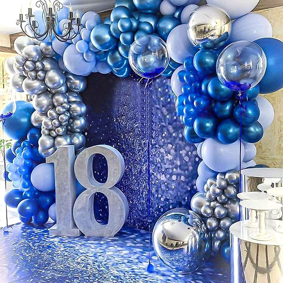 Metallic Blue Balloon Different Sizes 110 Pcs 18 12 10 5 Inch Chrome Balloon Garland Arch Kit Confetti Balloons Blue Latex Party Balloons for Graduation Baby Shower Birthday Wedding Party Decorations