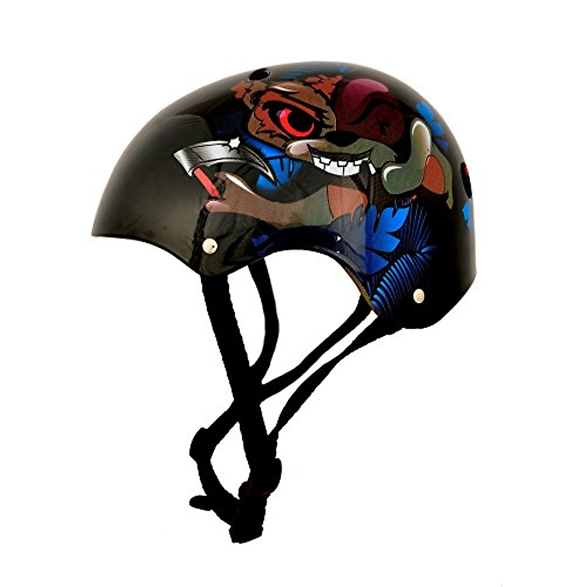 Punisher Skateboards Ranger 11 Vent Multi Sport Skateboard and BMX Helmet Youth Size Medium Includes Extra Helmet Pads, black (9213)