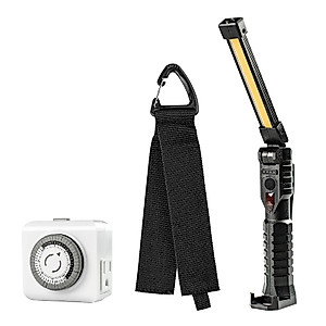 ALORAIR Accessories Package: Indoor Mechanical Light Timer+ Portable LED Work Light + Extension Cord Organizer