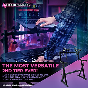 Liquid Stands 2 Tier Keyboard Stand Attachment - Adjustable Electric Digital Piano Stand for 54 - 88 Key Music Keyboards & Synths - Double Stand Extender for Square Tube Z Style Stands