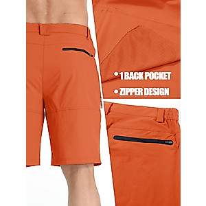 TACVASEN Mens 10" Ligtweight Hiking Outdoor Shorts Quick Dry Casual Breathable Fishing Dress Cargo Summer Shorts Orange, 34