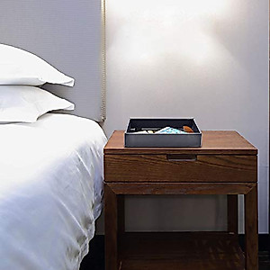 Decor Trends Leather Valet Tray for Men Decorative Catchall Tray Vanity Dresser Tray Nightstand Organizer Dump Tray for Keys Watches Phone Glasses,Black Leather