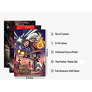 IZUGA A Set of 3 Canvas Posters,The Owl House Poster Anime Poster 3 Piece Set,8x12Inch Canvas Prints Unframed Set of 3