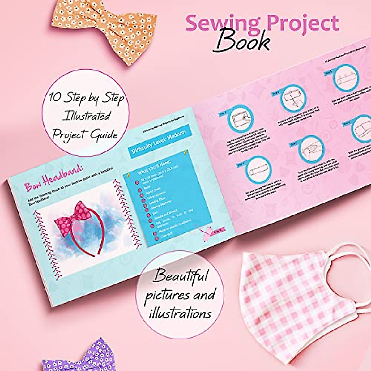 Mini Sewing Machine for Beginners Adult, 48-Piece Portable Sewing Machine, Dual Speed Small Sewing Machine, Adults and Kids Sewing Machine, Travel Beginner Sewing Machines with Sewing Kit and Book