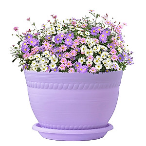 Checrxy Macrame Plant Hanger with Pot, 3 Set Hanging Planters for Indoor Plants, Handmade Cotton Rope Boho Home Decor, Idea Gift for Anyone, Includes Plant Holders, Pots, Plates and Hooks (Purple)