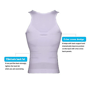 KOCLES Men's Compression Tank Top Slimming Body Shaper Vest Shirts Abs Abdomen Slim Undershirts Gym Weight Loss Workout Clothing (White, Medium)
