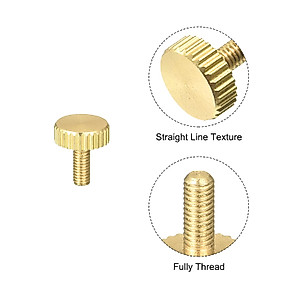 uxcell Knurled Thumb Screws, M3x8mm Flat Brass Bolts Grip Knobs Fasteners for PC, Electronic, Mechanical 5Pcs