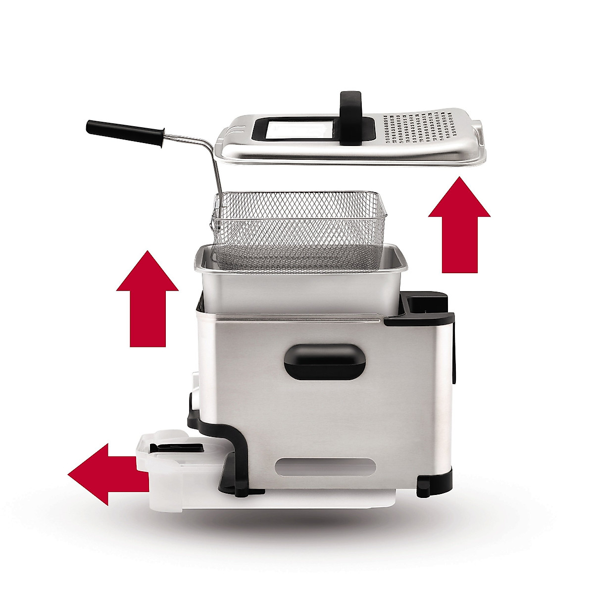 T-fal Deep Fryer with Basket, Stainless Steel, Easy to Clean Deep Fryer, Oil Filtration, 2.6-Pound, Silver, Model FR8000