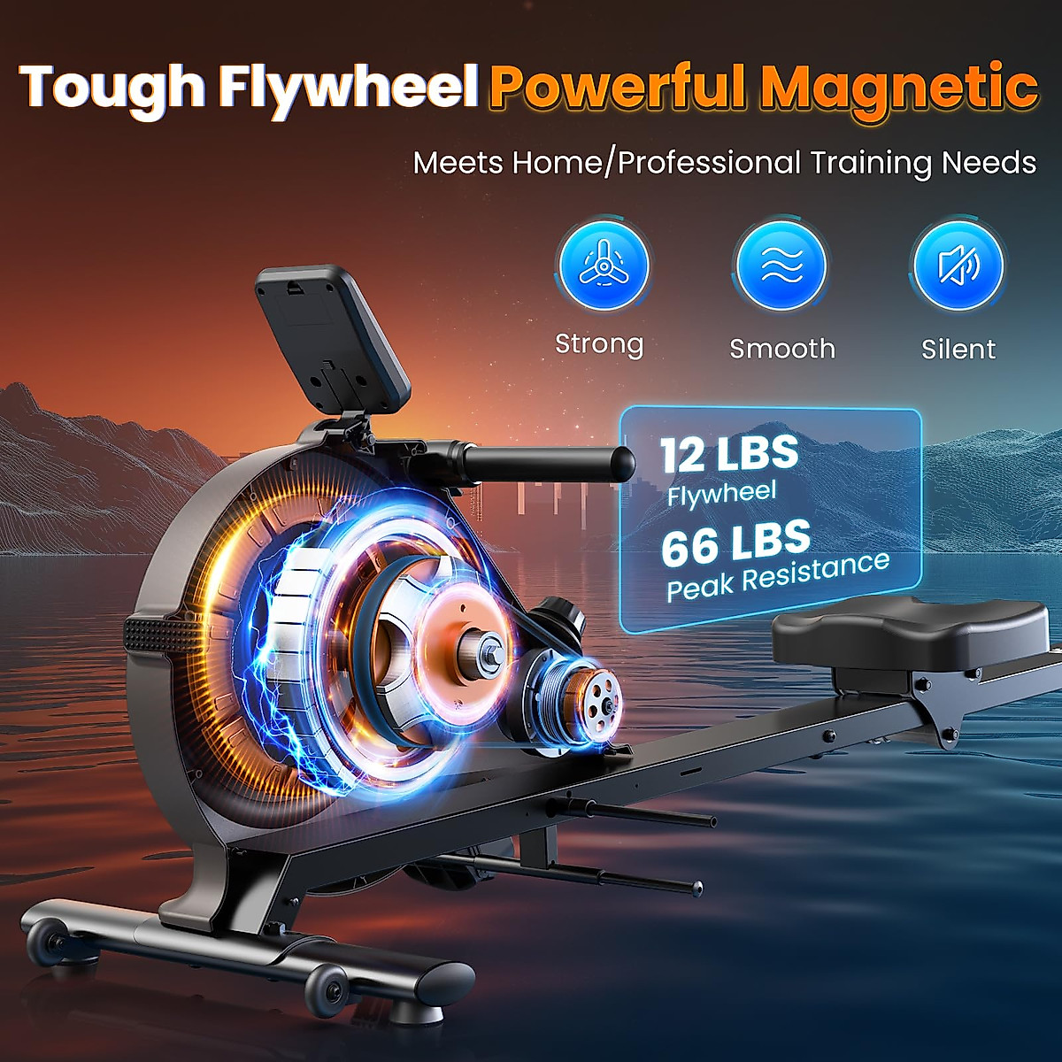 Niceday Rowing Machine, Magnetic Rower for Home Use, Smart Rowing Machine Bluetooth Compatible with Kinomap APP, Rower Machine with 16 Resistance Levels & 350 LBS Weight Capacity
