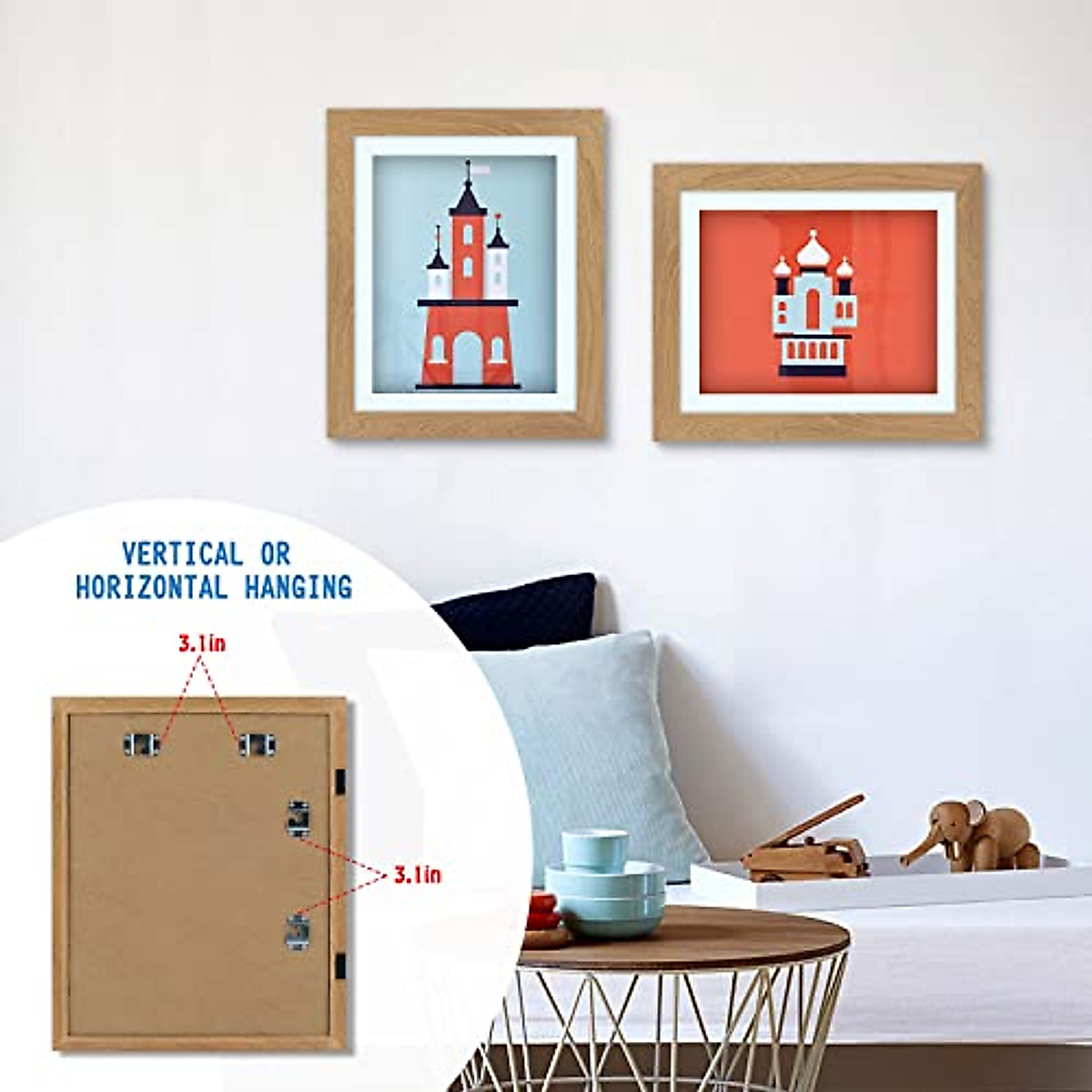 Frametory, 10x12.5 Kids Artwork Frames - Magnetic Front Opening, Tempered Glass, Tan Interchangeable Frames Can Hold About 50 PCS Artwork, Drawing, Paintings, Pictures, Art - Set of 4