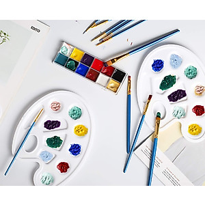 6 PCS Paint Pallet with Thumb Hole - Artllon Premium Plastic Painting Palette for Acrylic Painting, Art Paint Trays for Kids and Adults, Washable, 10 Wells (White)