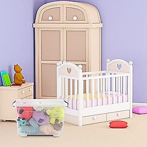 Farmoon 4 Pack 30 Quart Plastic Latching Storage Box Bin with Wheels, Clear