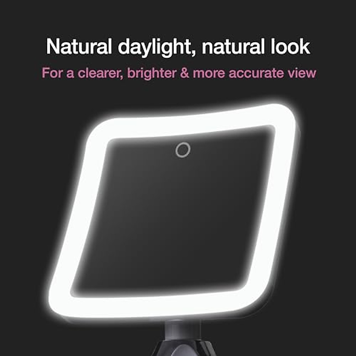 Fancii 7x LED Lighted Magnifying Makeup Mirror with Strong Suction - 6.5" wide, Natural Daylight, Cordless Portable Vanity Mirror with Lights (Square) - Mira 7